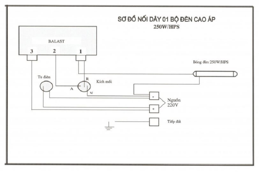 Sơ đồ đấu dây và bóng đèn cao áp