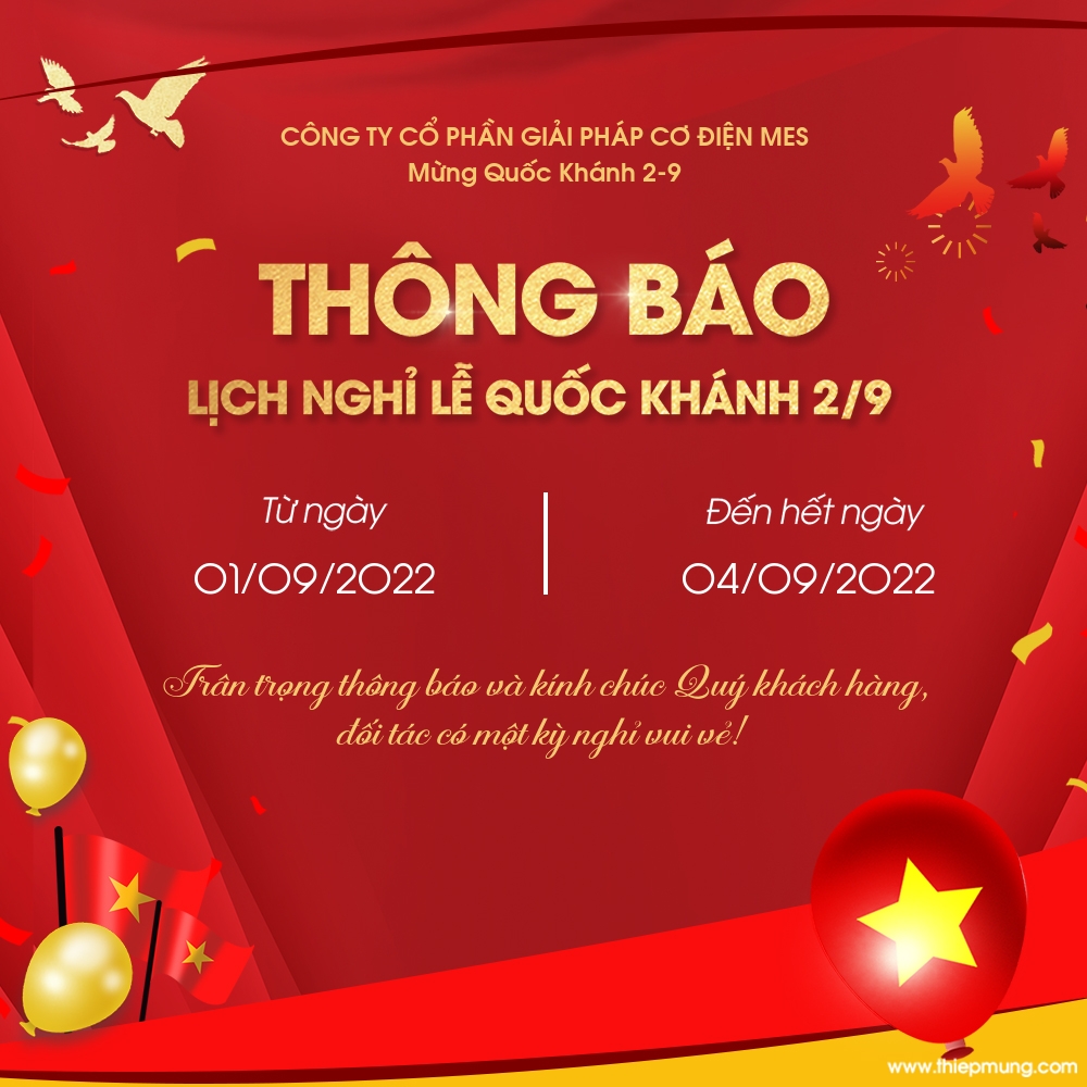 Mes thông báo nghỉ lễ Quốc Khánh 2-9
